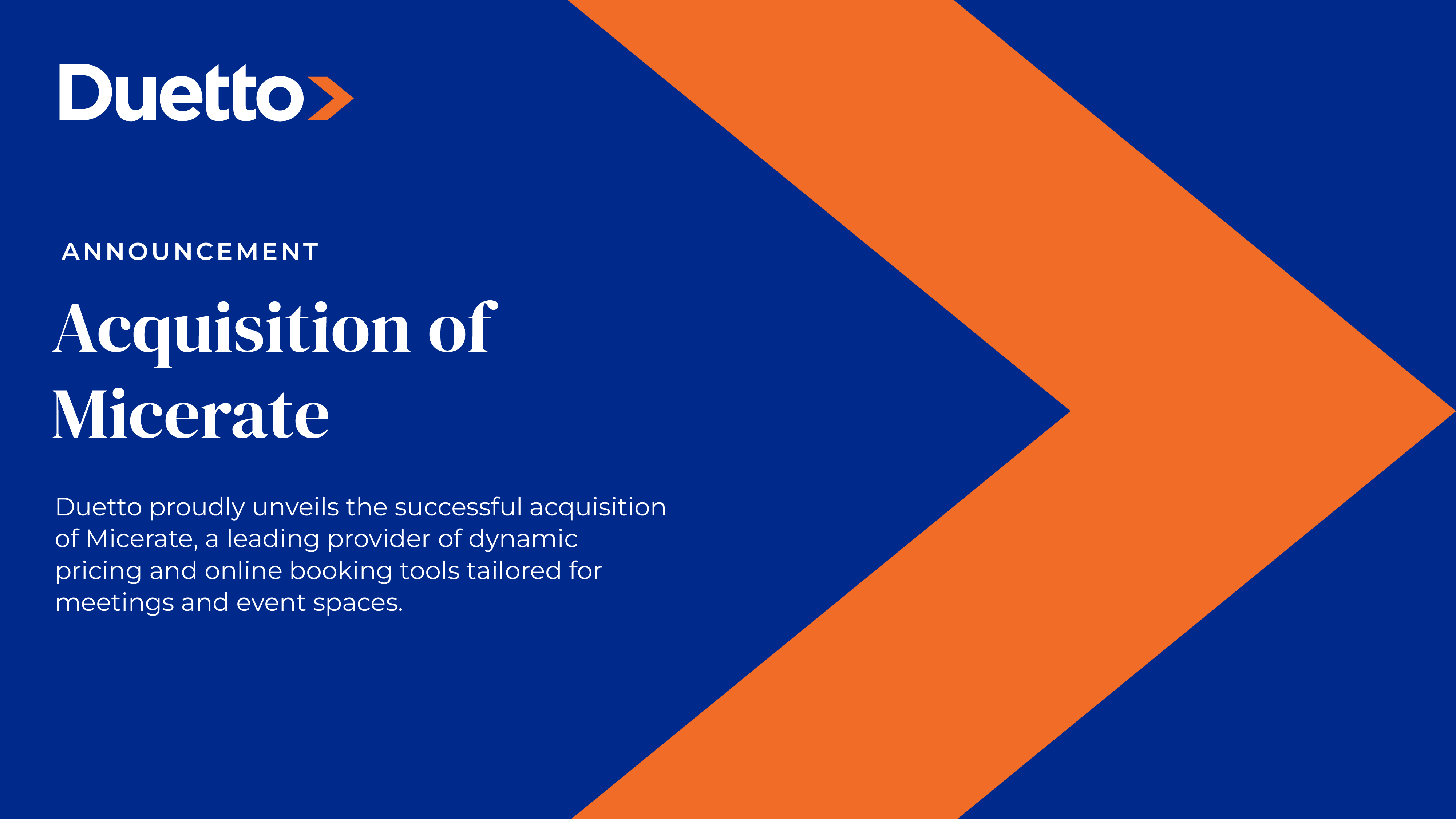 Duetto acquires MiceRate; a dynamic pricing and booking engine for ...